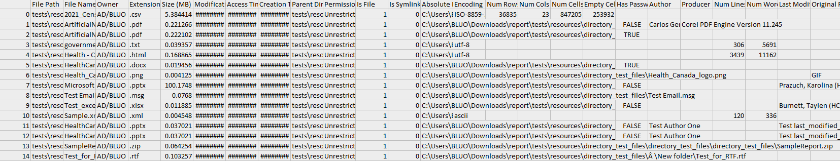 Generating a metadata report from a directory - File Processing